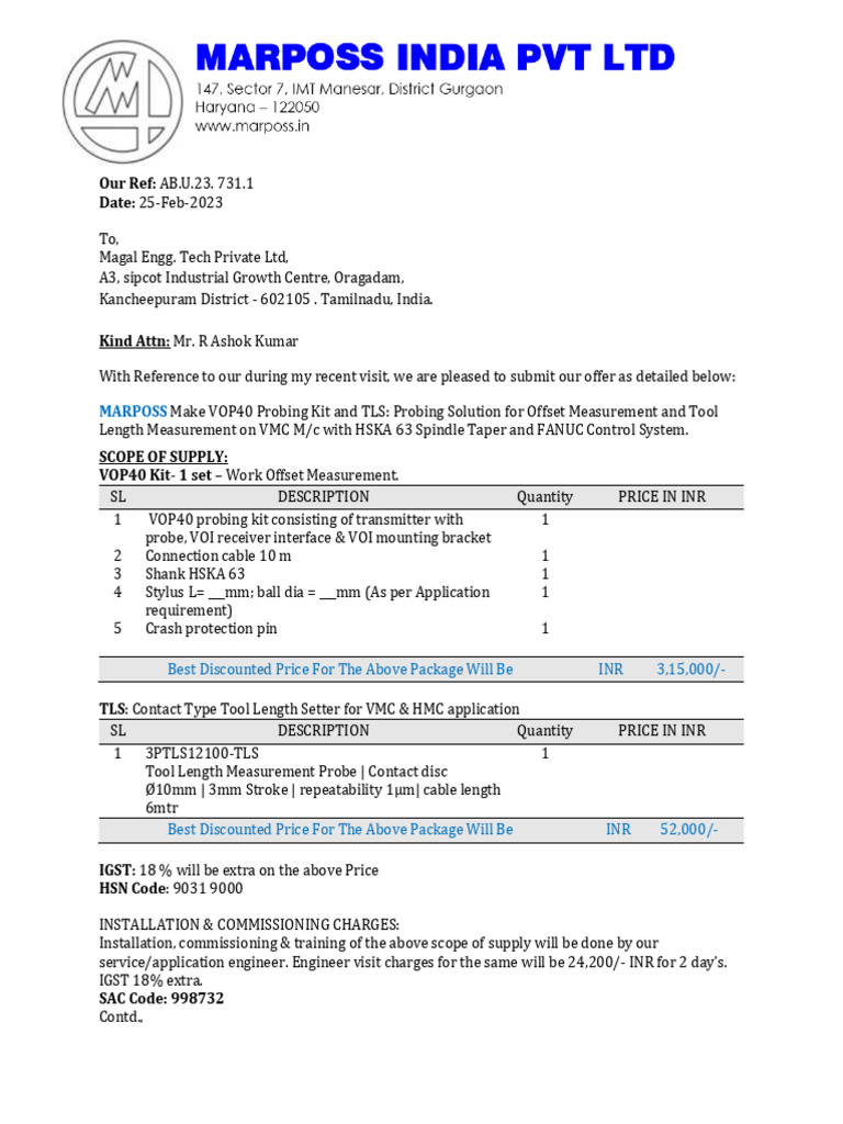 Ab U 23 731.1 - Magaltech - Vop40 Kit + Tls | PDF | Payments