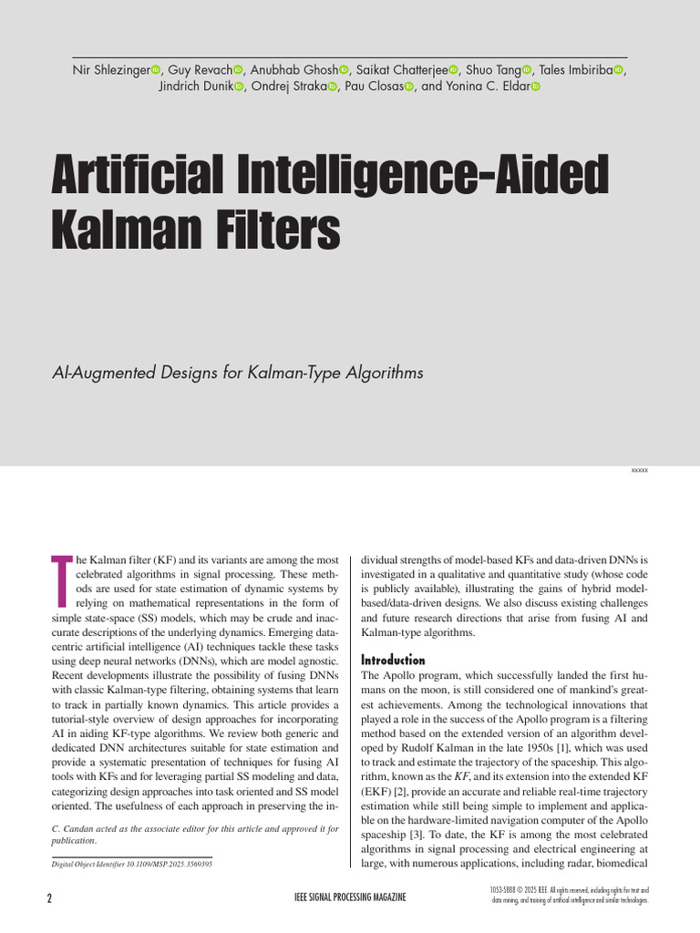 AI-Aided Kalman Filter Techniques | PDF | Deep Learning | Kalman Filter