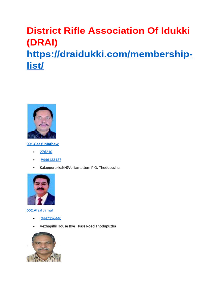 District Rifle Association of Idukki | PDF