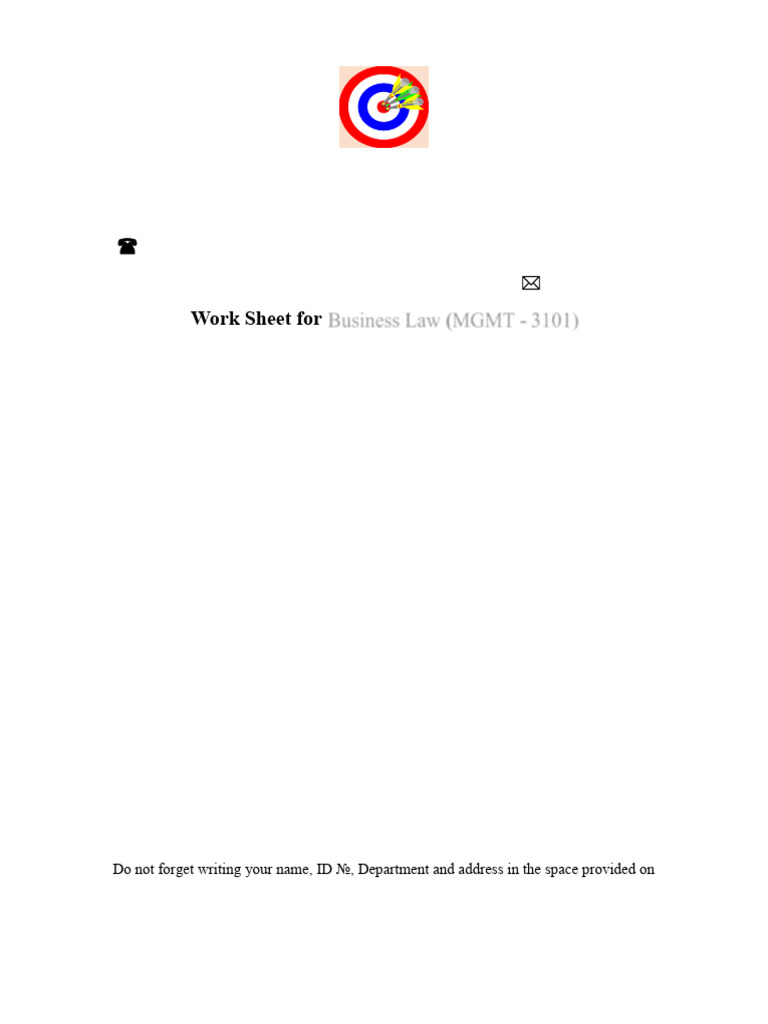 Business Law Worksheet for Students | PDF | Legal Liability | Common Law