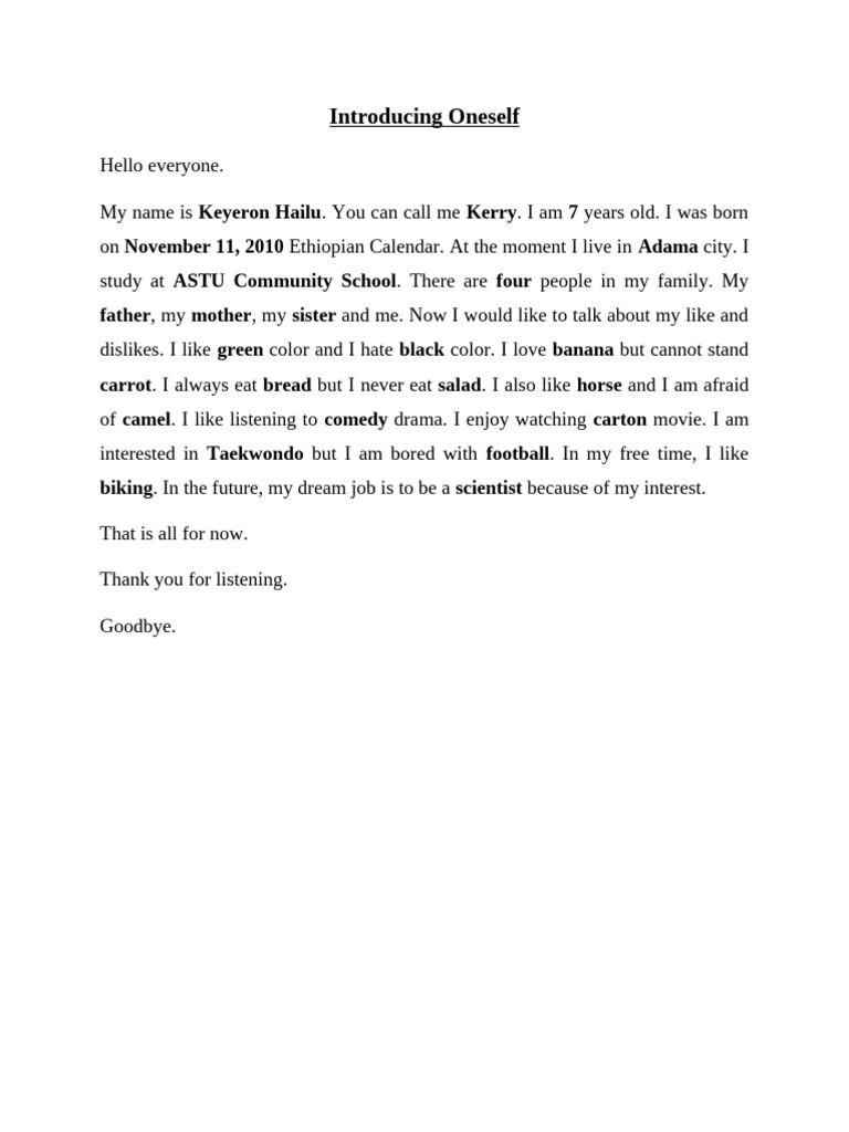 Introducing Oneself | PDF