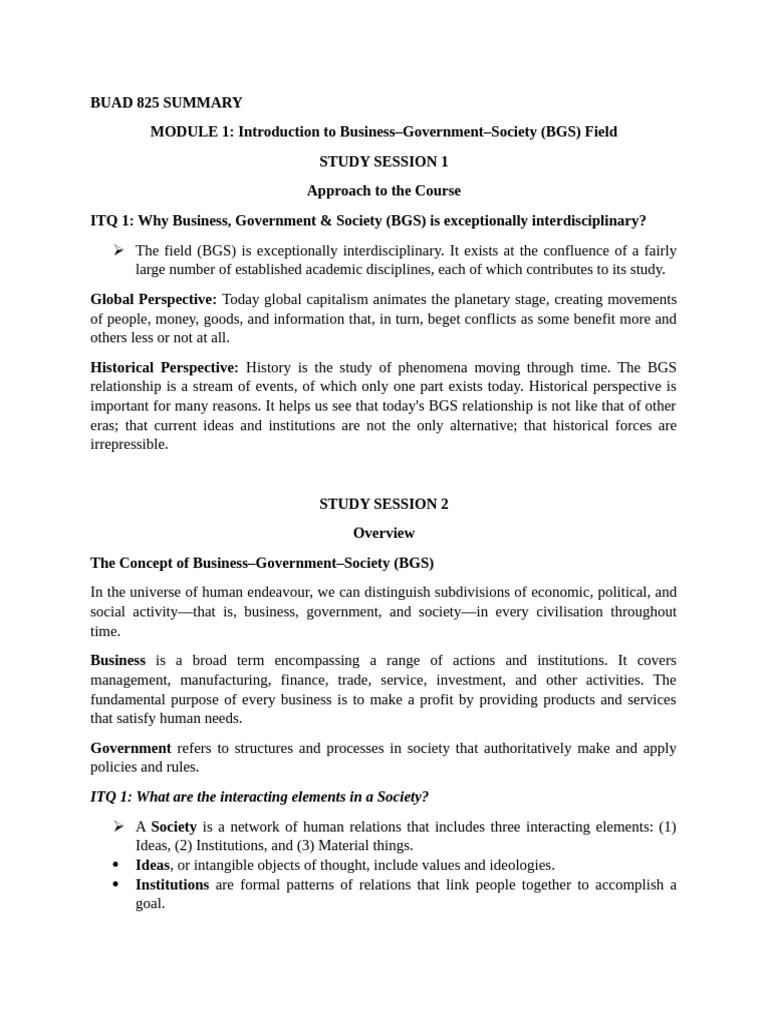 Business-Government-Society Overview | PDF | Corporate Social ...
