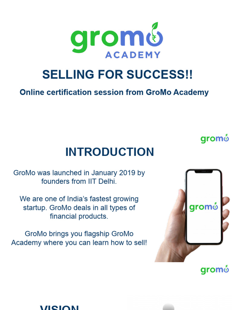 PDF of Lecture 1 - GroMo Intro and Selling For Success by Rajat Yadav ...