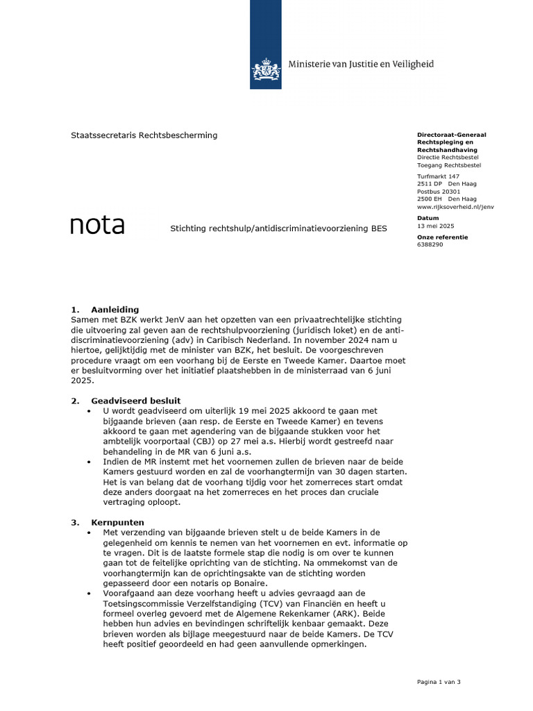 Beslisnota Antidiscriminatie BES | PDF