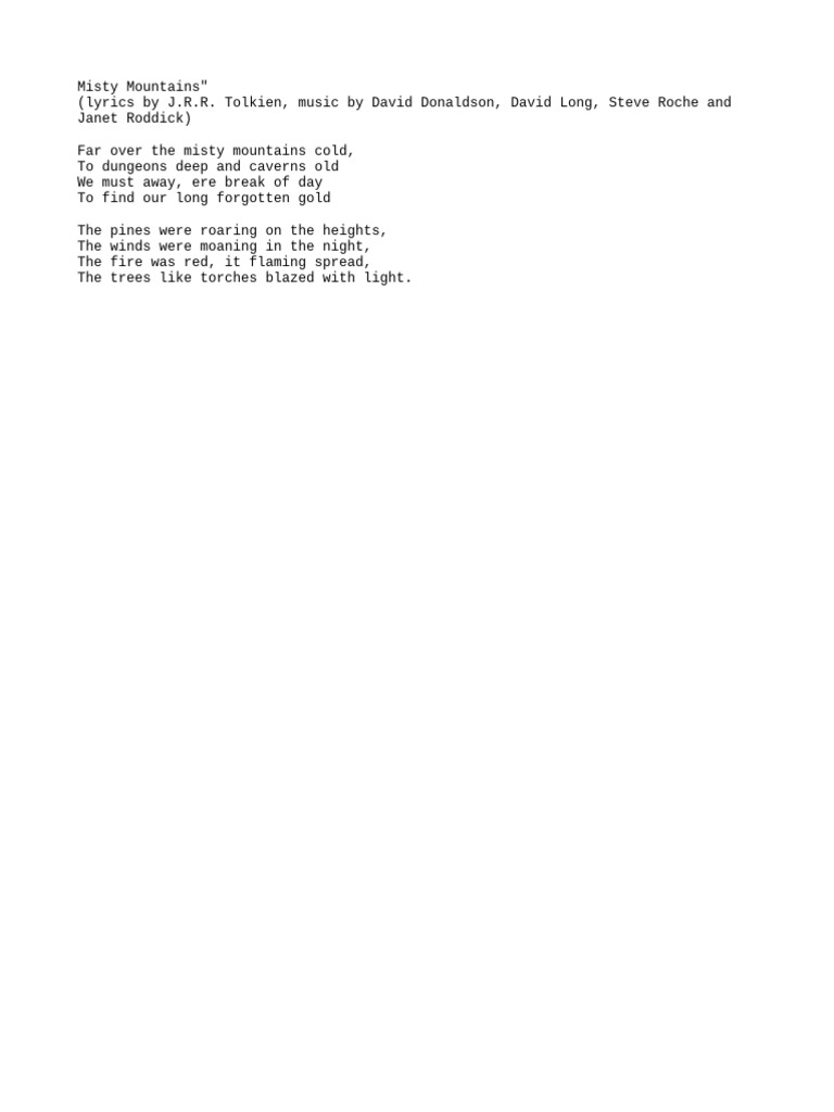 Misty Mountains | PDF