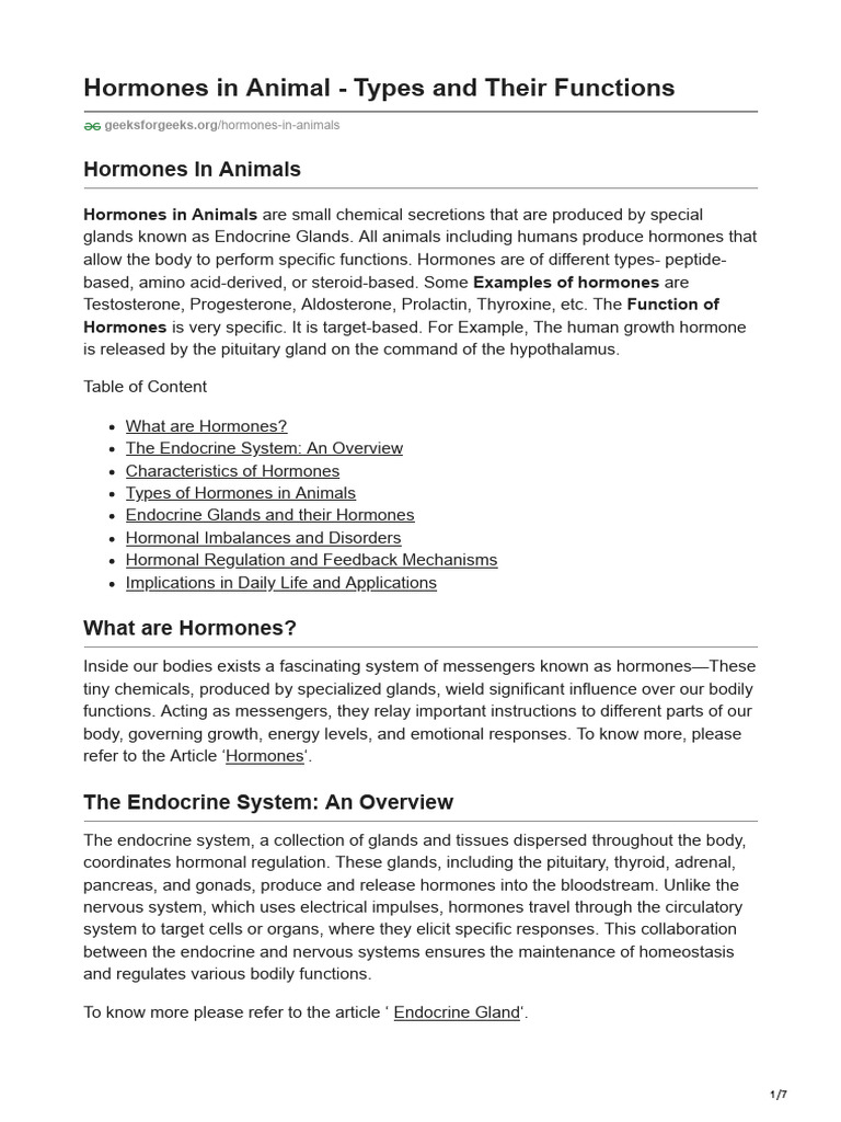 Hormones in Animal - Types and Their Functions | PDF | Thyroid ...