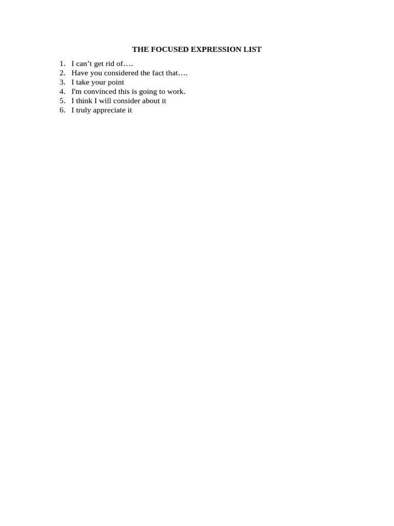 Focused Expression List for Communication | PDF