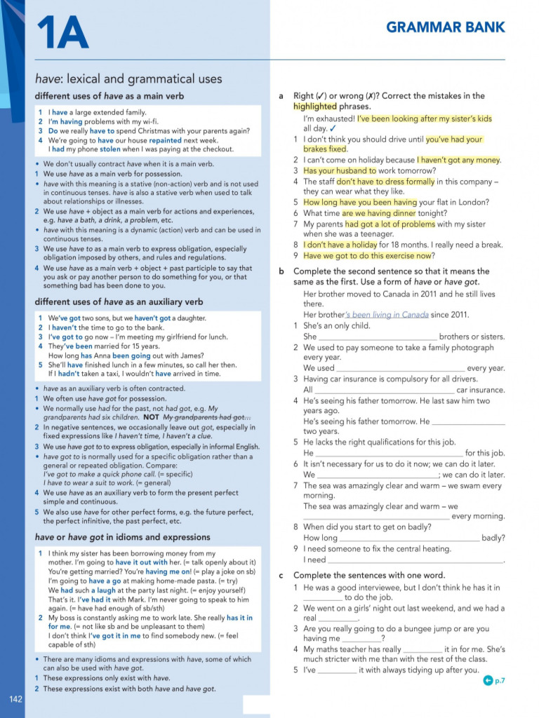 Grammar 1A, 1B, 2A | PDF