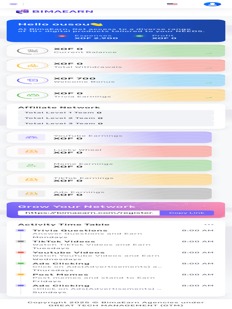 Dashboard BimaEarn Agencies | PDF