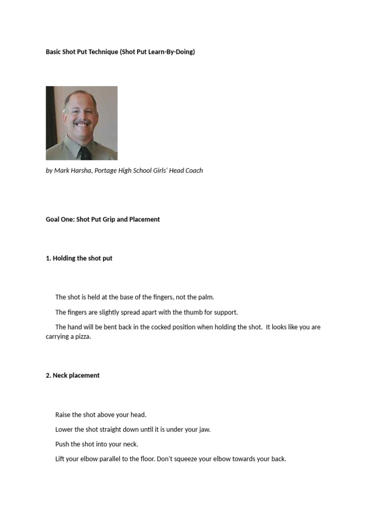 Basic Shot Put Technique | PDF