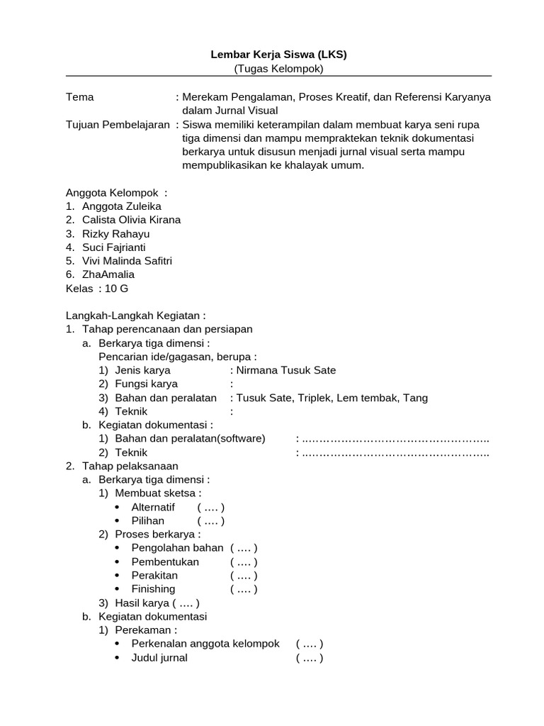 Jurnal Visual Karya Seni Tiga Dimensi | PDF