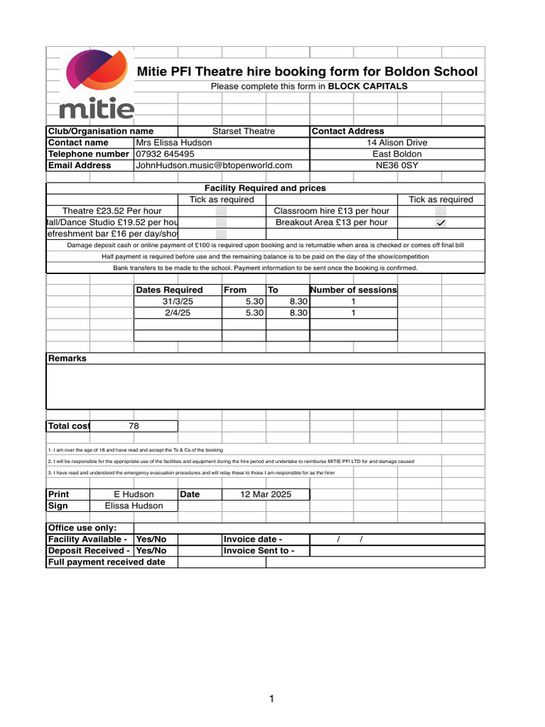 Mitie Booking Form Extra Spring 25b | PDF | Money
