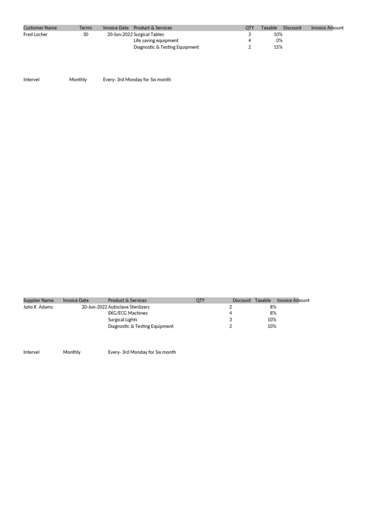 Recurring Invoice and Bill | PDF