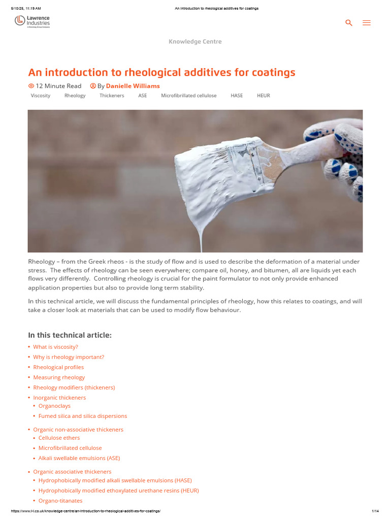 Rheological Additives in Coatings Explained | PDF | Rheology | Viscosity