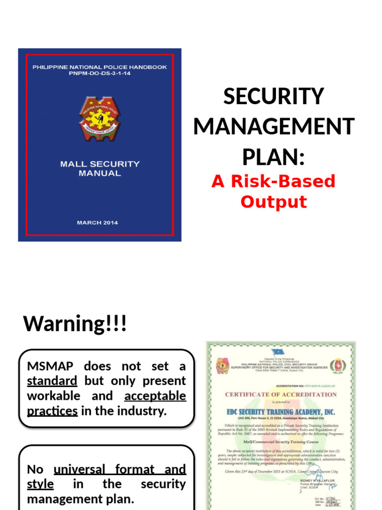 Security Management Plan Overview | PDF | Police | Securities