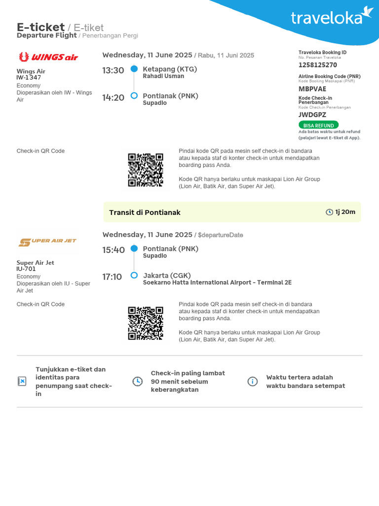 Flight#1-Adhi Pramono-Ktg-Jkt | PDF