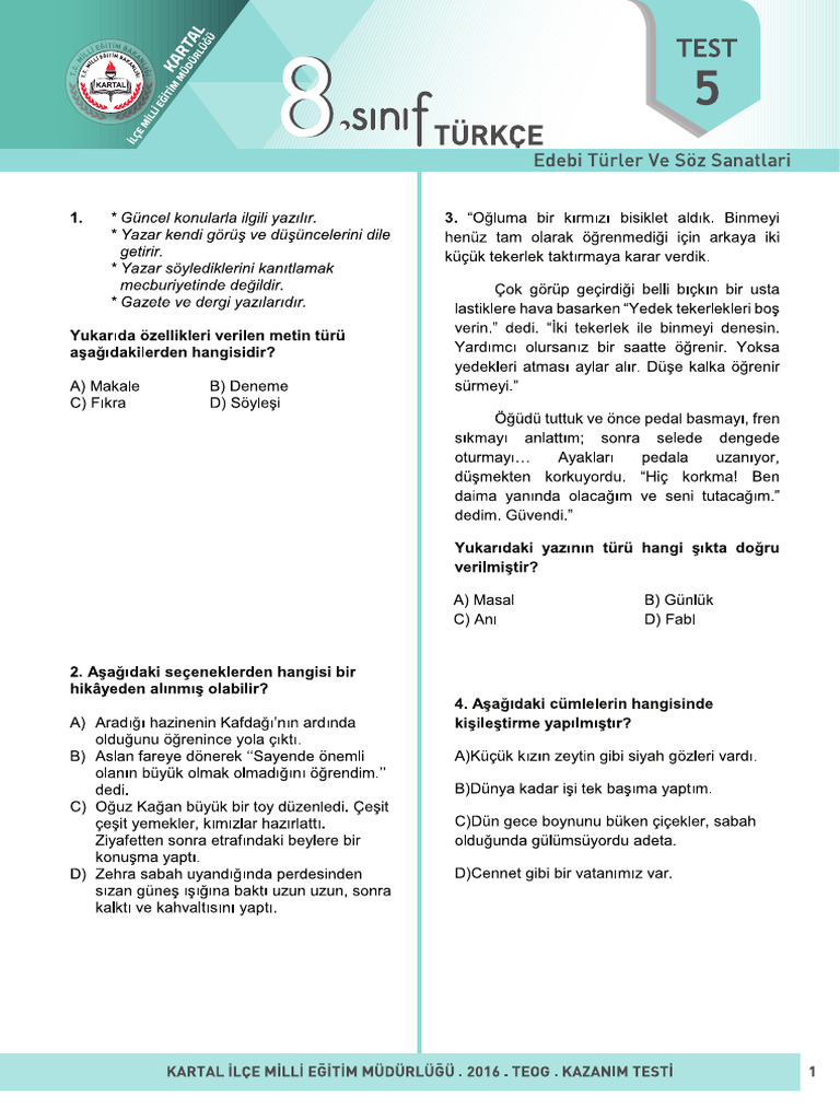 Turkce Edebi Sozler Ve Sanatlar | PDF