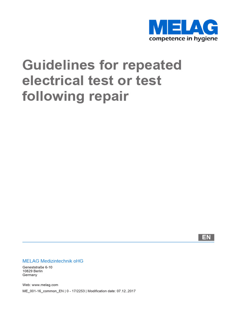 Guidelines For Repeated Electrical Test or Test Following Repair | PDF ...