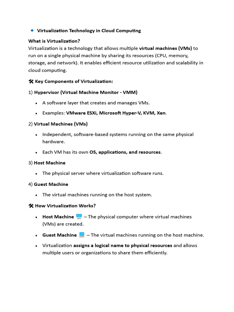 Virtualization Technology in Cloud Computing | PDF