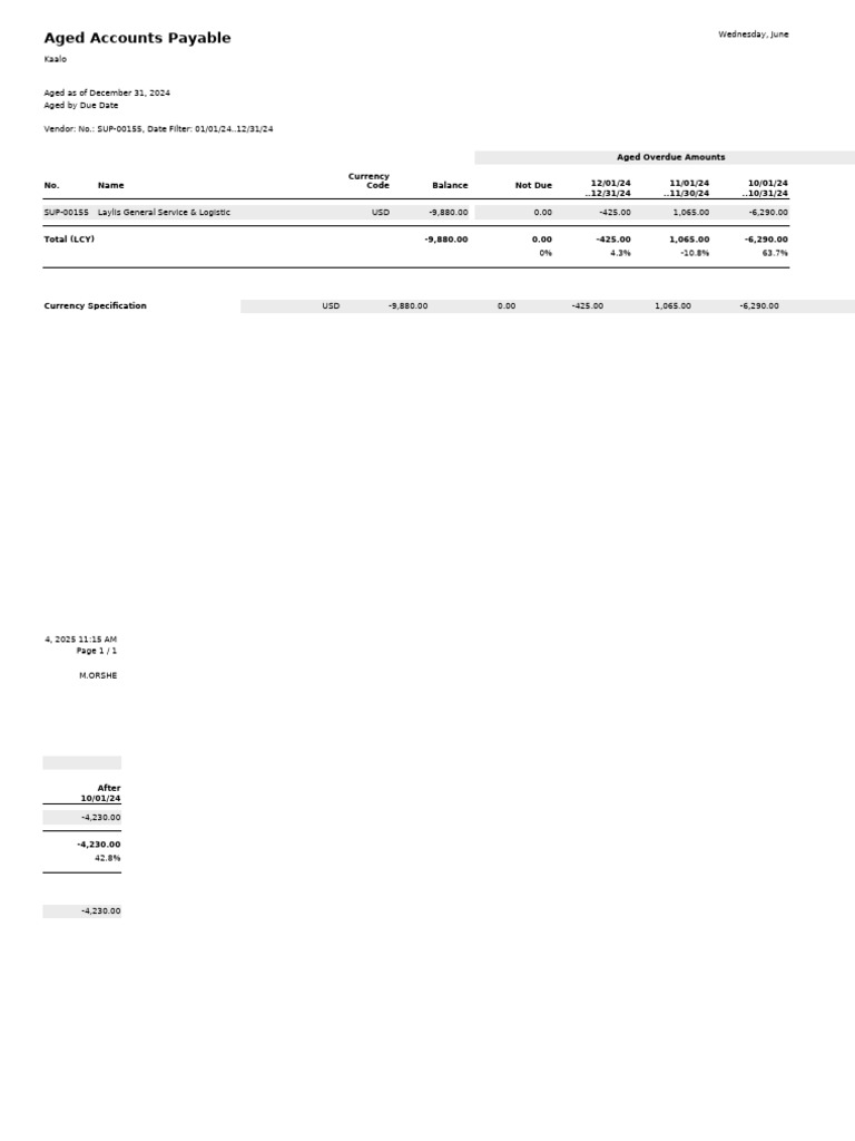 Aged Accounts Payable | PDF