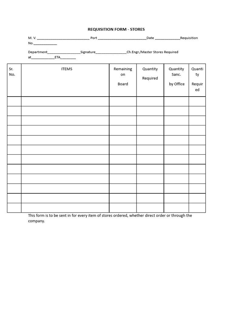 Requisition Form - Stores | PDF