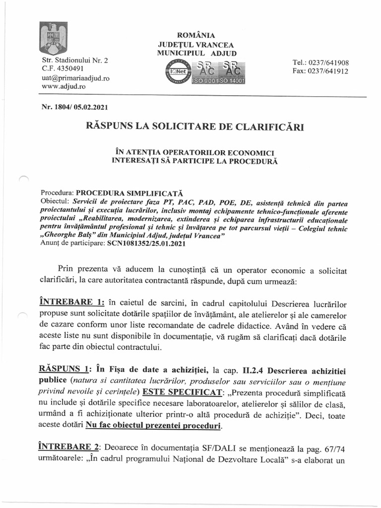 2.2. Raspuns 05.02.2021 Clarificare | PDF