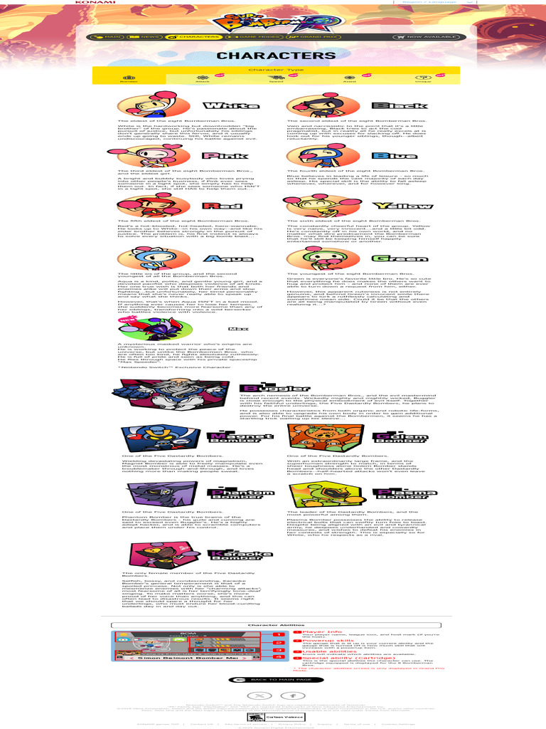 CHARACTER - Super Bomberman R Official Website | PDF