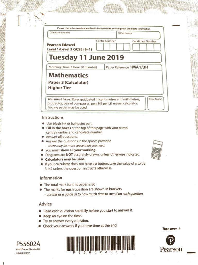 June 2019 Maths Paper 3 Higher Tier | PDF