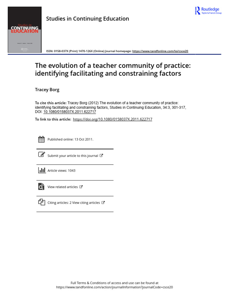 Teacher Community of Practice Evolution | PDF | Teachers | Knowledge