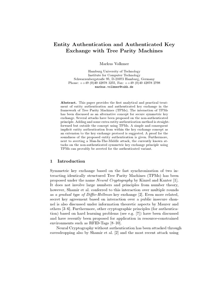 Entity Authentication&Authenticated Key Exchange With TPM | PDF | Cryptography | Applied Mathematics