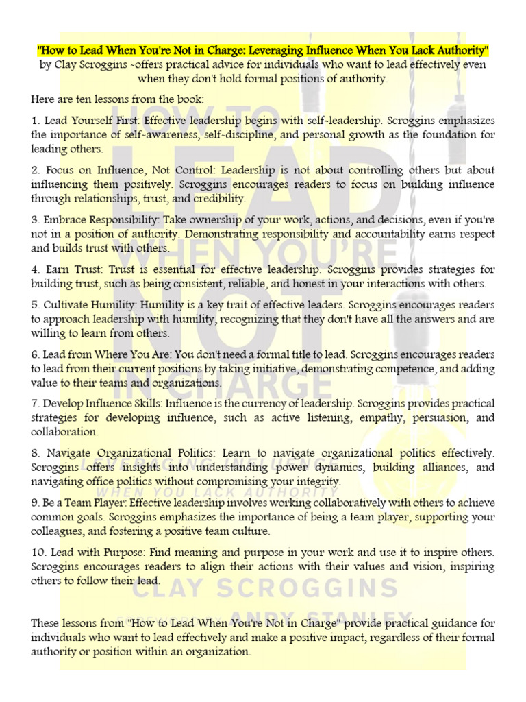 Leading Without Authority: Key Lessons | PDF | Leadership | Disciplines