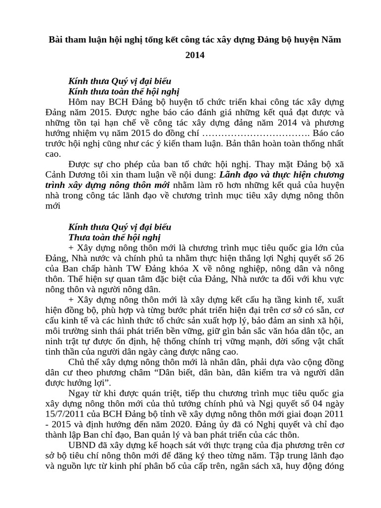 Bai Tham Luan Nong Thon Moi | PDF