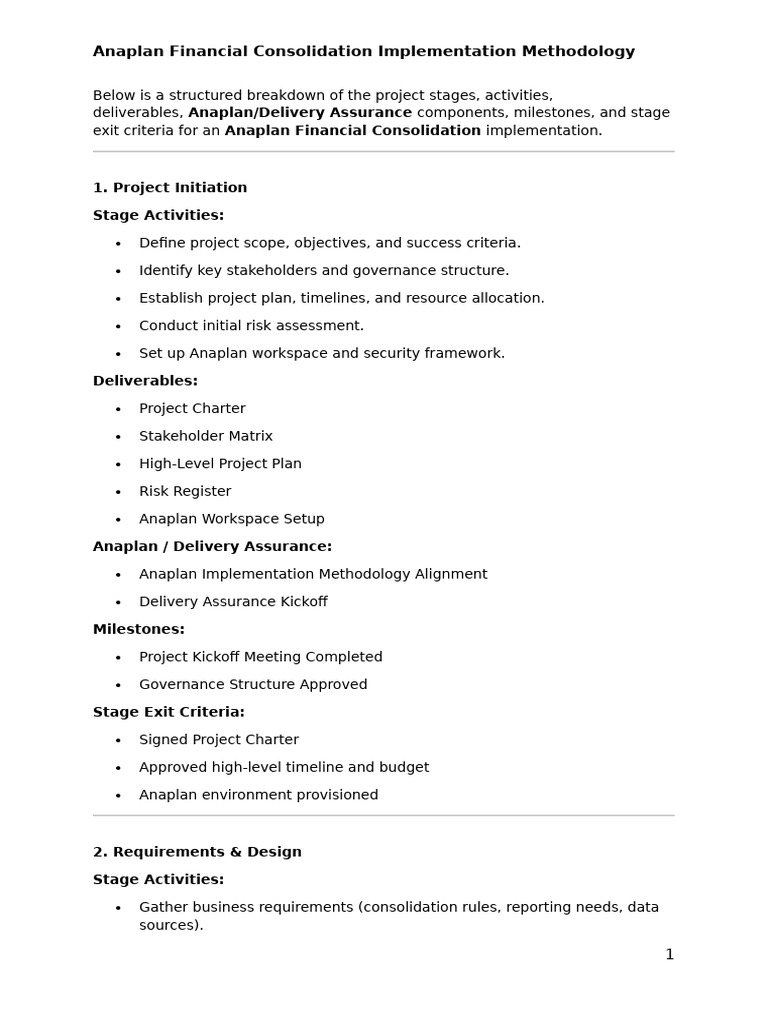 Anaplan Financial Consolidation Implementation Methodology | PDF ...
