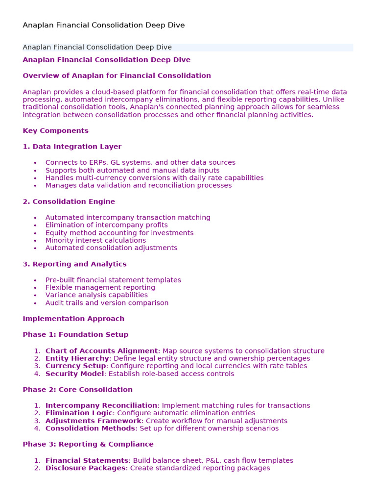 Anaplan Financial Consolidation Deep Dive | PDF | Balance Sheet ...