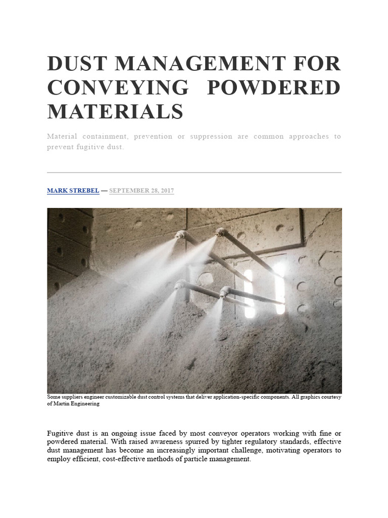 2017 Dust Management For Conveying Powdered Materials | PDF | Dust