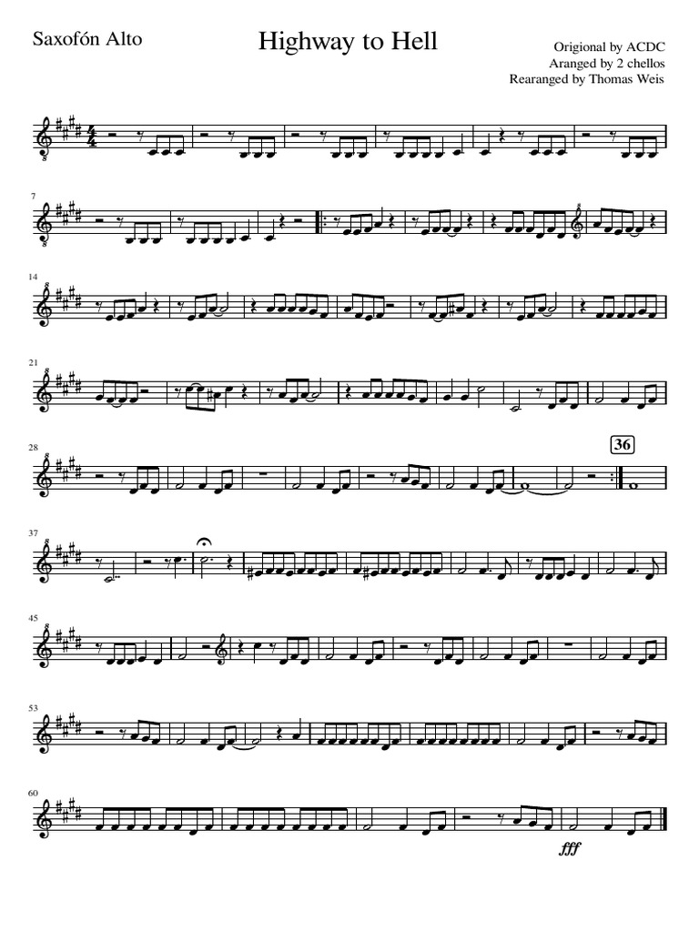 ACDC's Highway to Hell for Cello & Sax | PDF