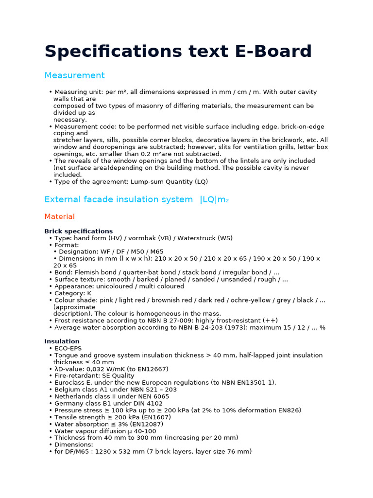 Description of The Specifications E-Board en | PDF | Masonry | Building ...