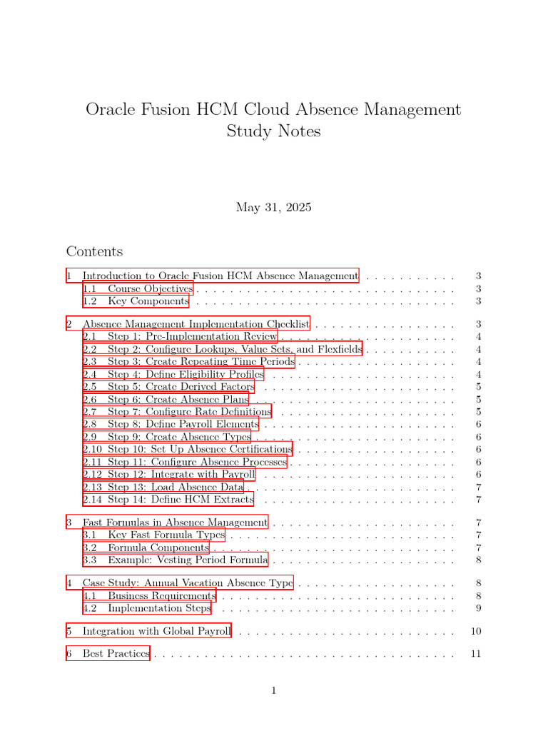 Oracle Fusion Cloud (HCM) Absence Management Implementation | PDF ...