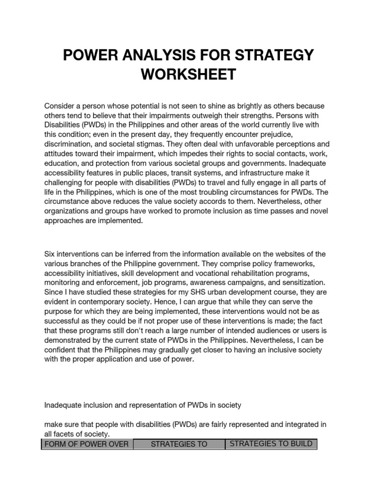 Template_ POWER ANALYSIS FOR STRATEGY WORKSHEET | PDF | Disability ...