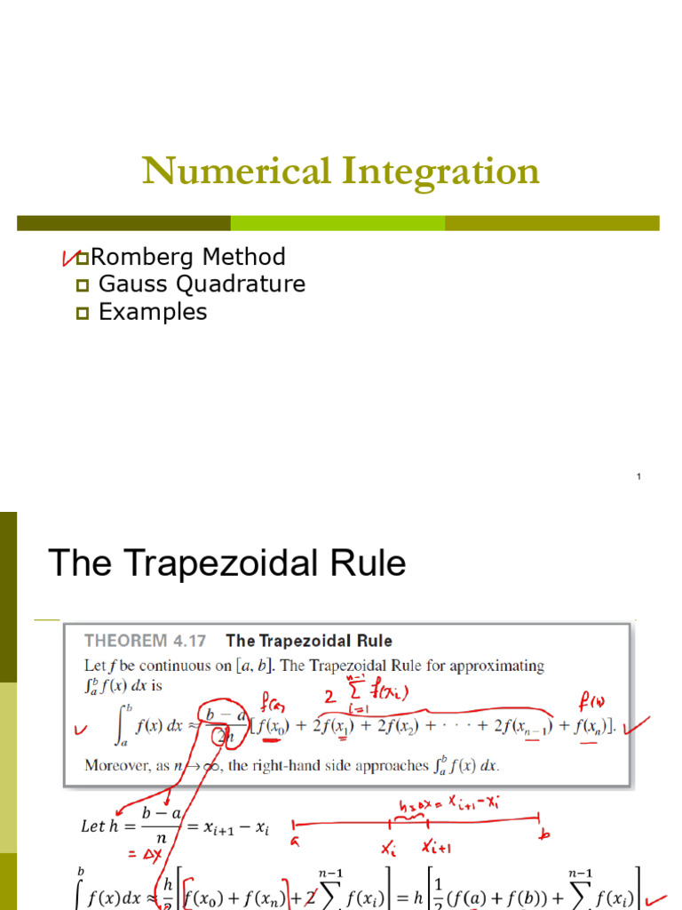 Part V (2) - Romberg Integration and Gaussian Quadrature (CH 20) | PDF | Asymptotic Analysis ...