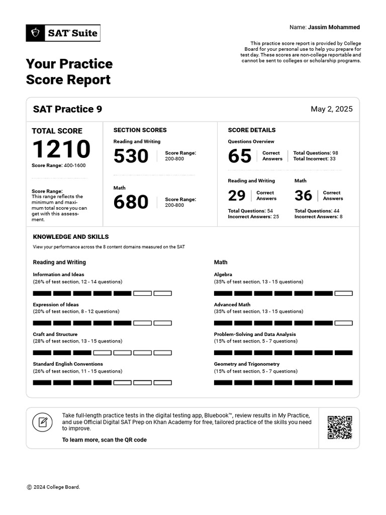 Jmohammed Sat Practice 9 05022025 | PDF | Sat | Mathematics