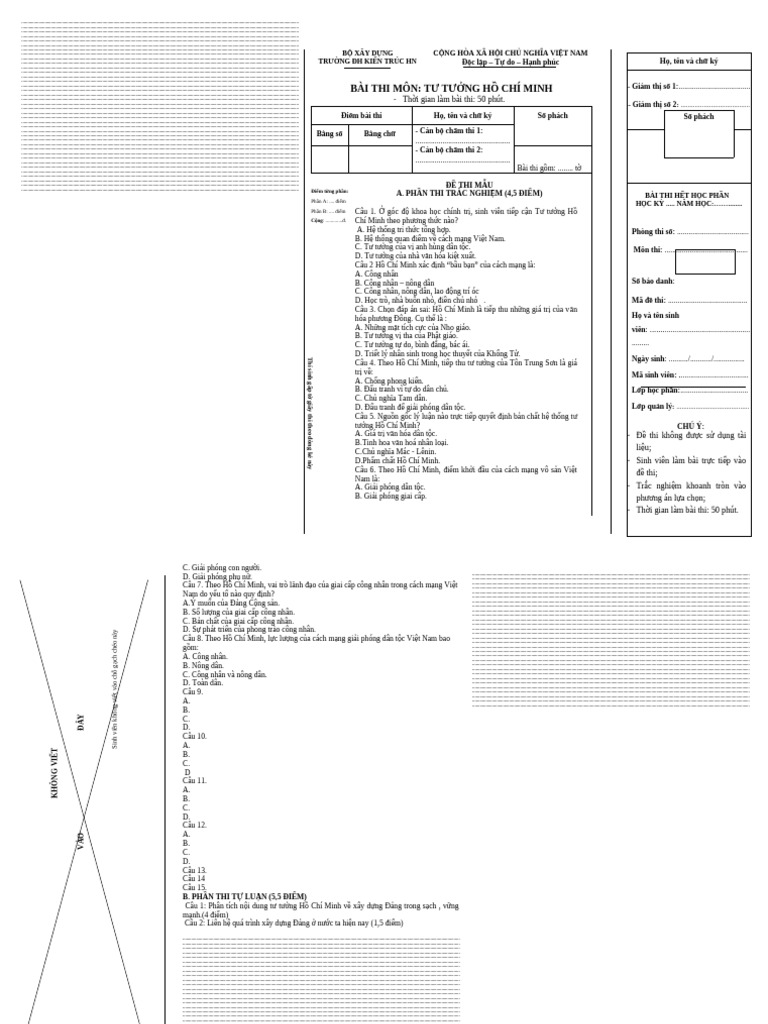 Mẫu Đề Thi A3 Môn TTHCM | PDF