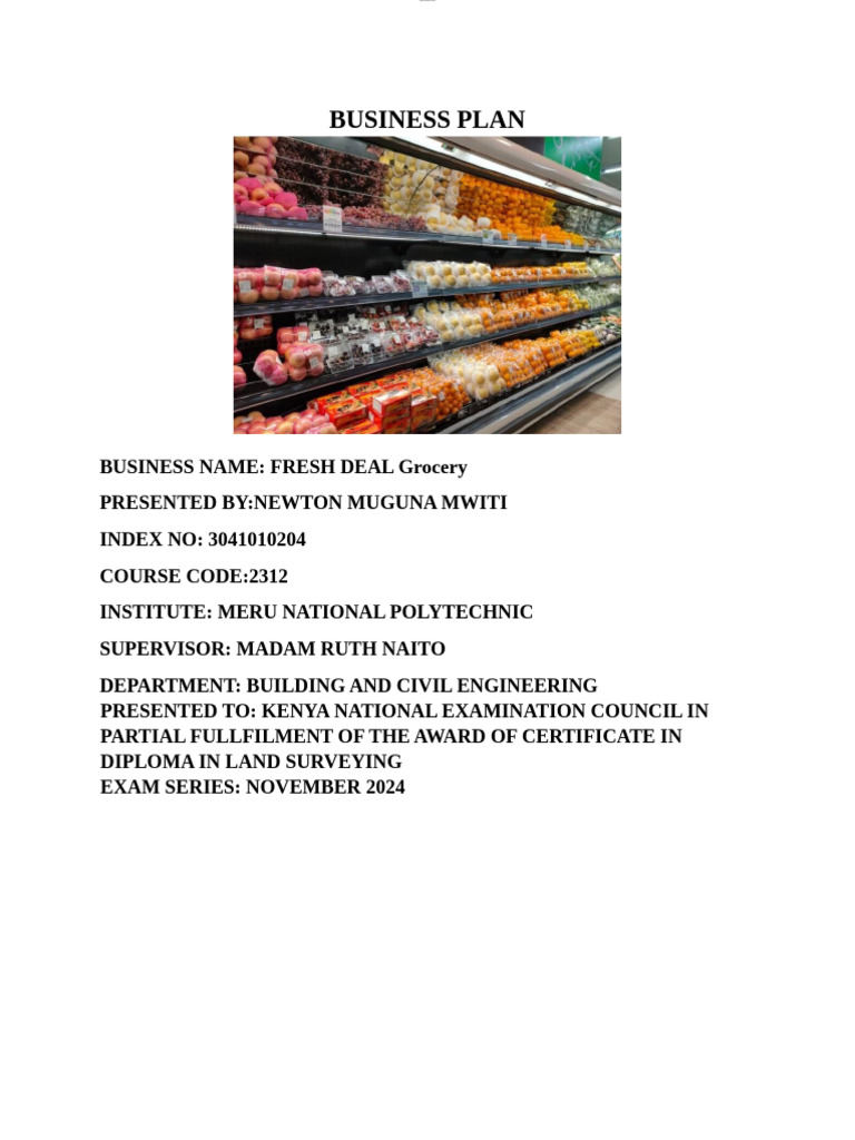 Business Plan Fresh Deal Grocery 1 New | PDF | Grocery Store | Pricing