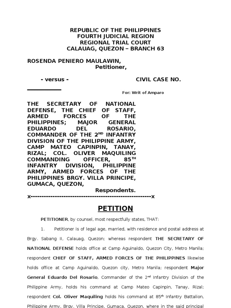 Another Writ of Amparo | PDF | Government | Public Law