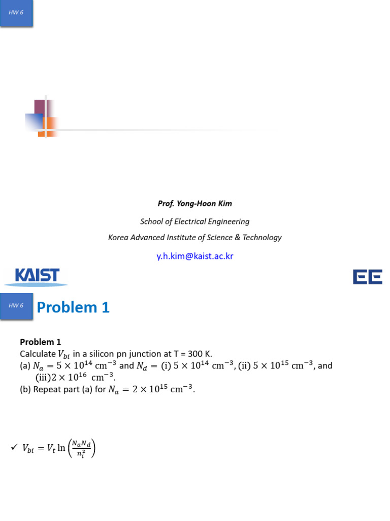 2025PhysicalElectronics Discussion HW6 | PDF | P–N Junction | Electrical Components