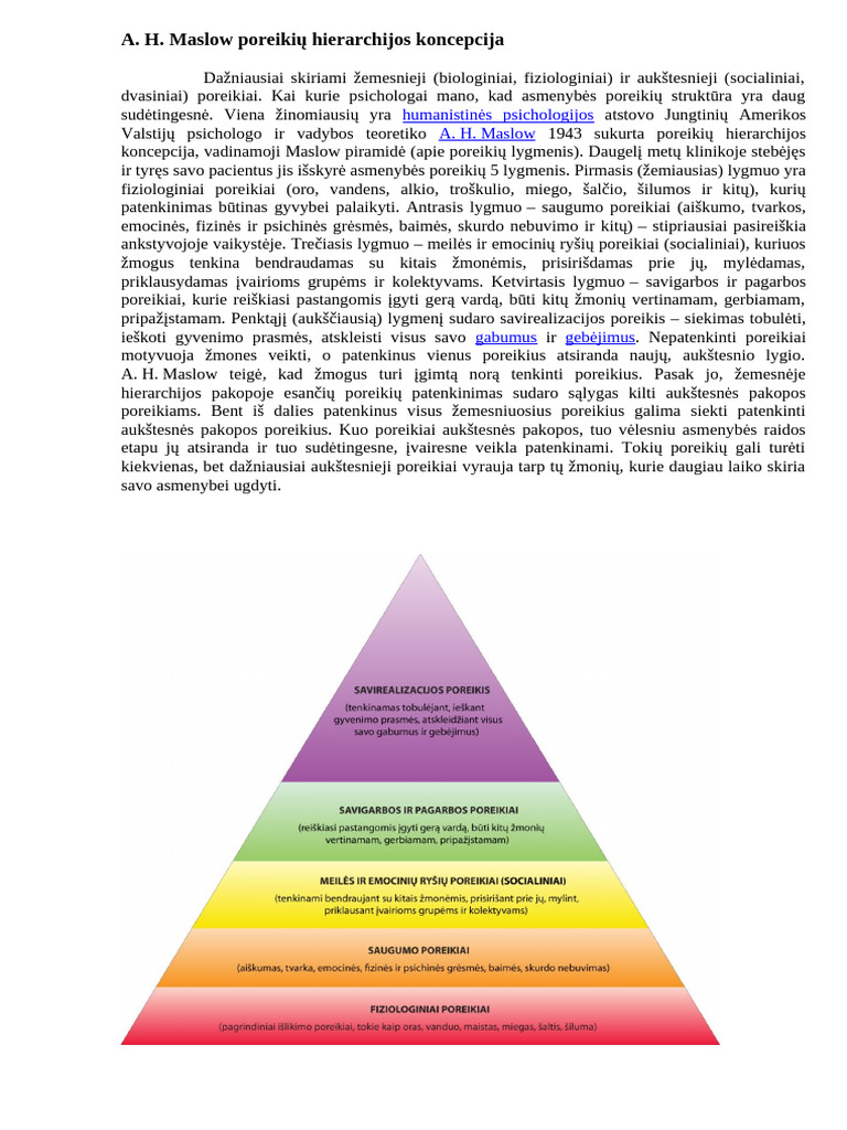 Maslov Poreikiu Hierarchija | PDF