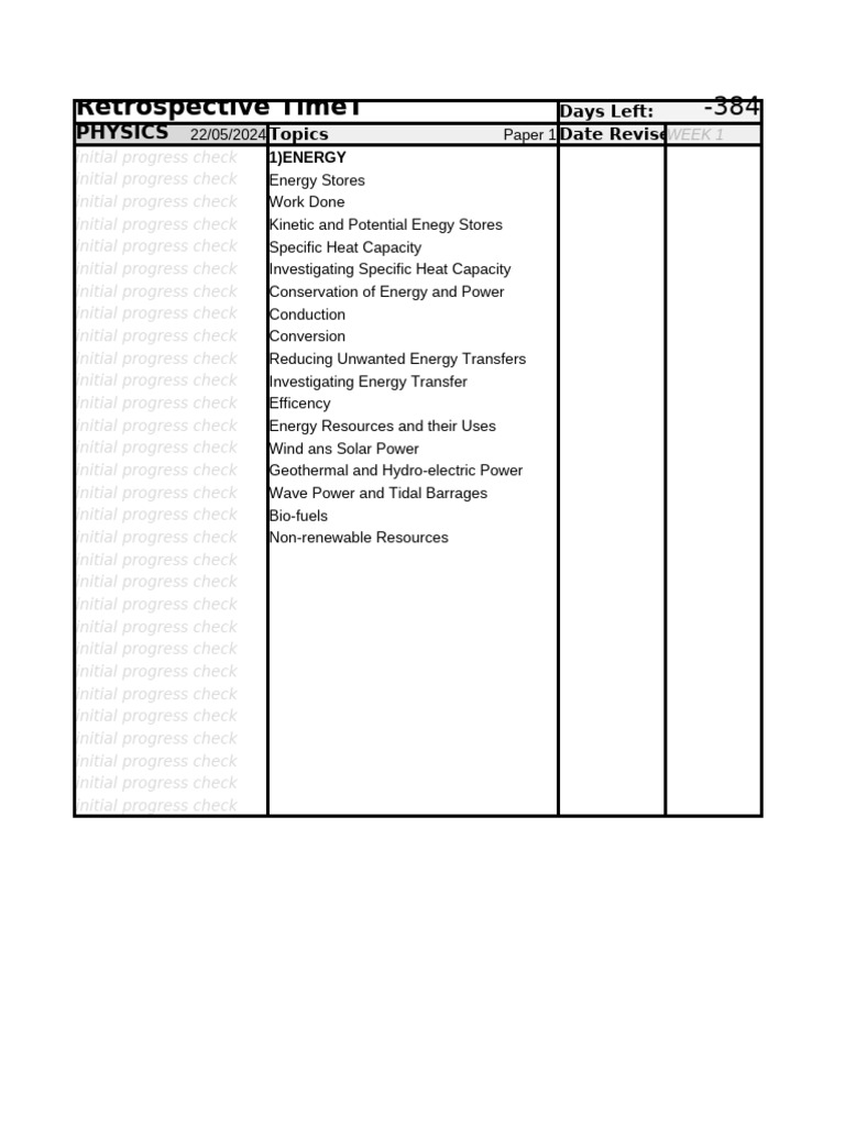 Physics Study Plan and Progress Tracker | PDF | Waves | Force