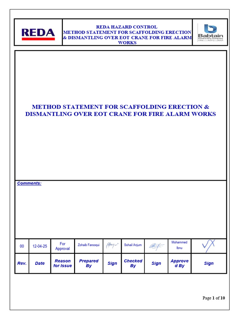 Method Statement For Scaffolding Erection Dismandling For Fire Alarm ...