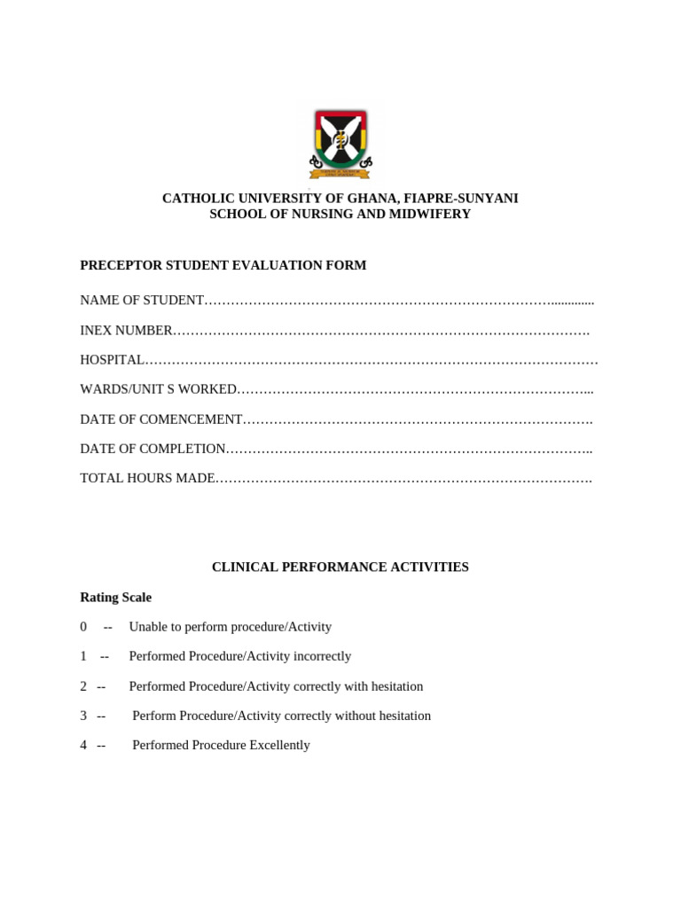 Midwifery 200 Preceptor Student Evaluation Form | PDF | Childbirth ...