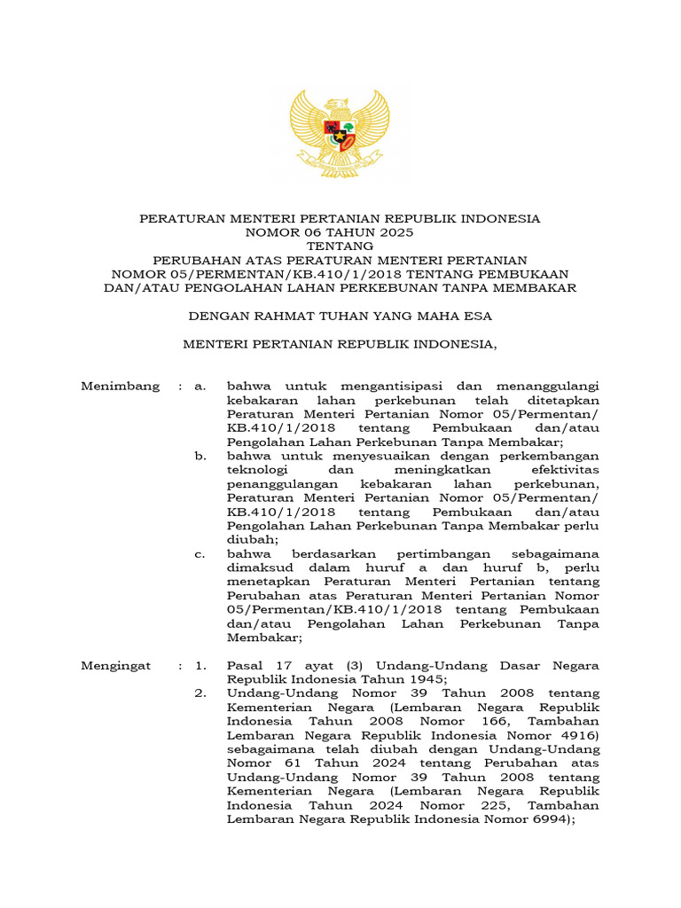 Permentan 06-2025 TTE | PDF